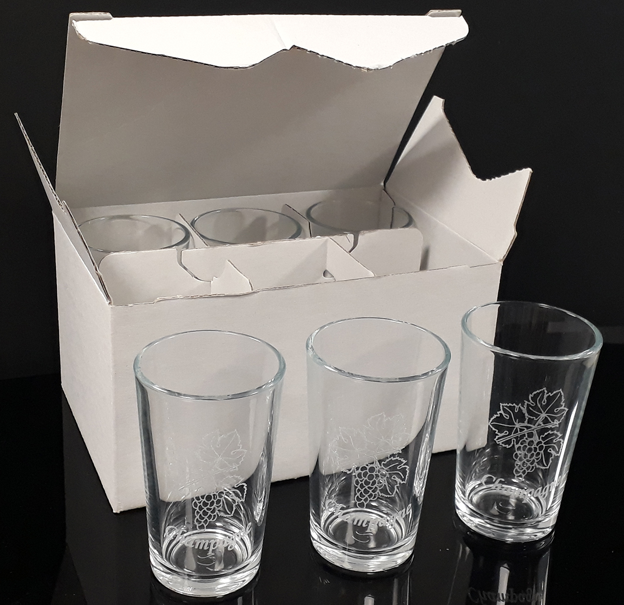 Verre Blida champagne gravés